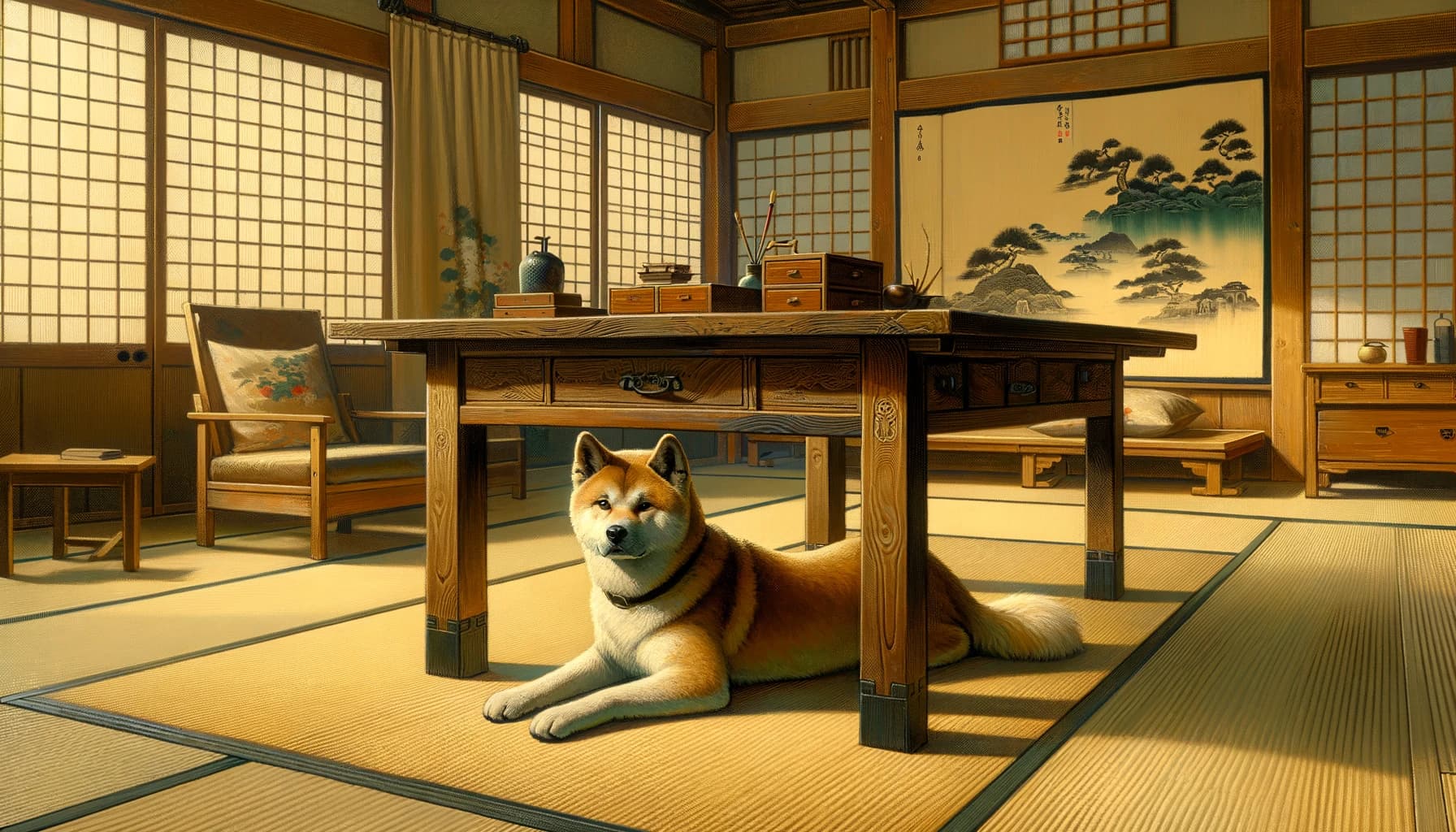 Learn Japanese: tsukue no shita ni inu ga imasu. - There is a dog under ...