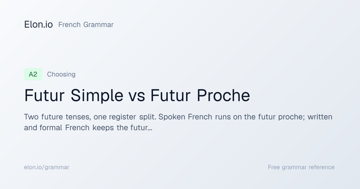 Futur Simple vs Futur Proche | French Grammar | Elon.io