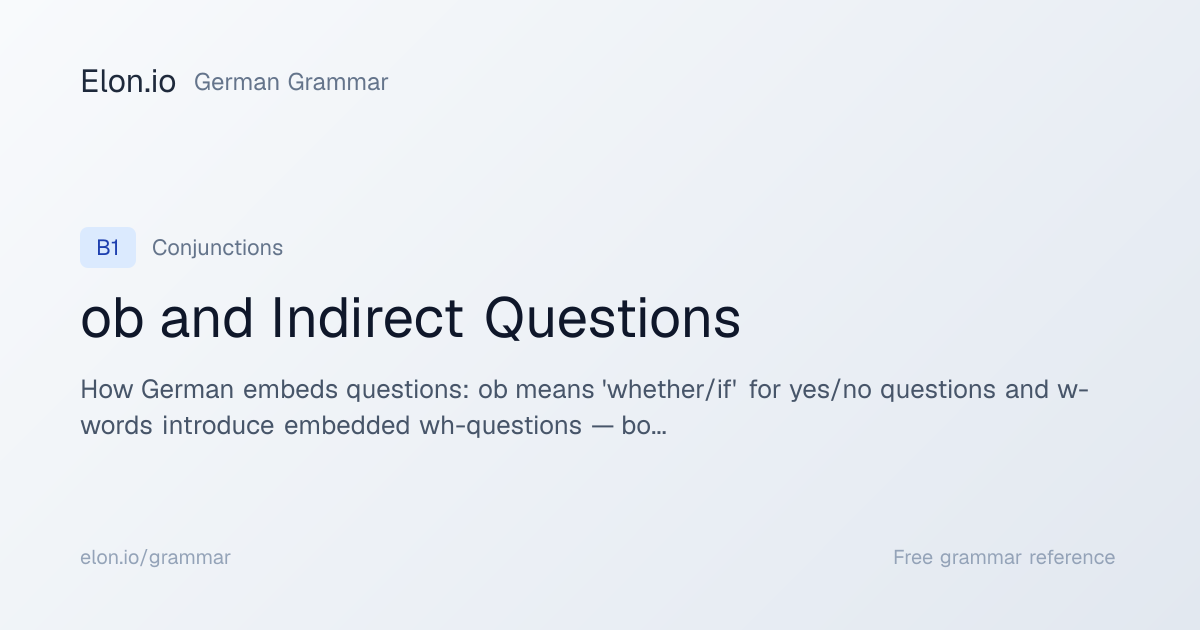 ob and Indirect Questions | German Grammar | Elon.io