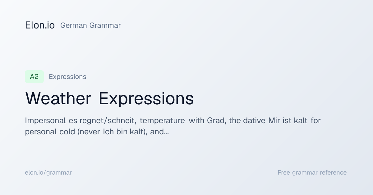 Weather Expressions | German Grammar | Elon.io