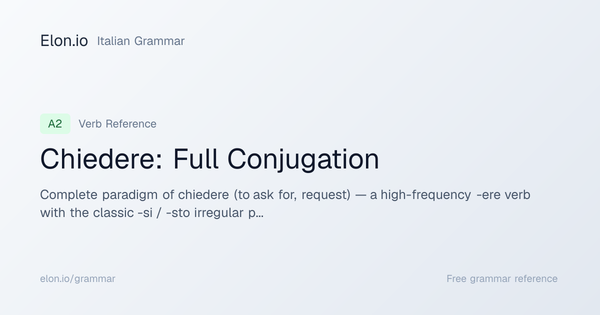 Chiedere: Full Conjugation | Italian Grammar | Elon.io