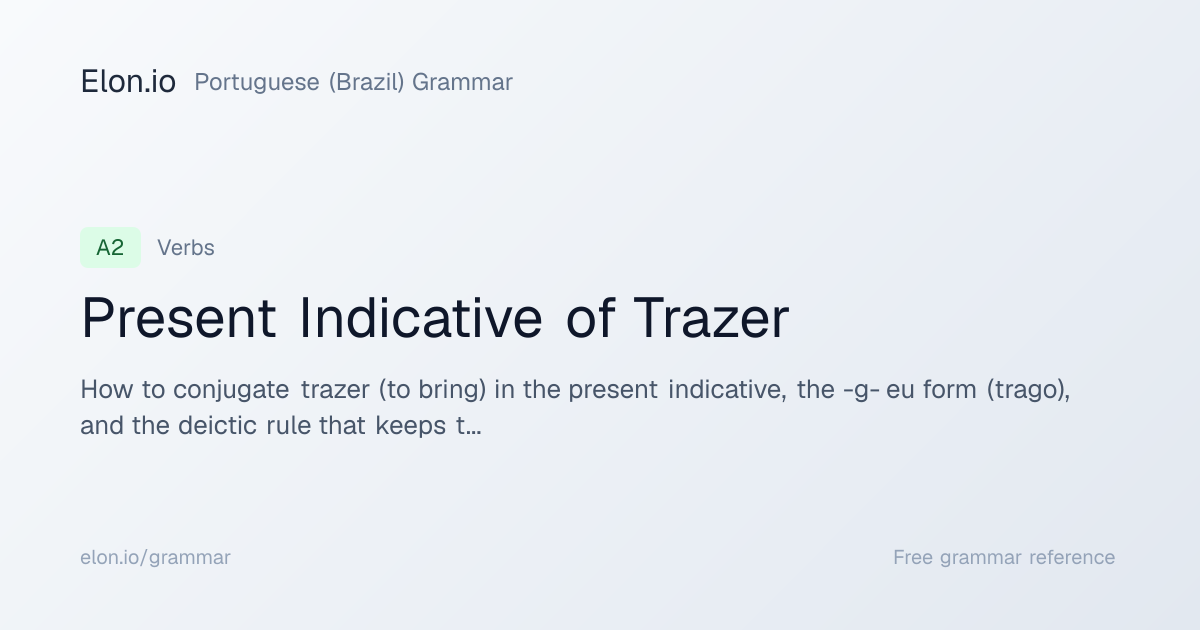 Present Indicative of Trazer | Portuguese (Brazil) Grammar | Elon.io