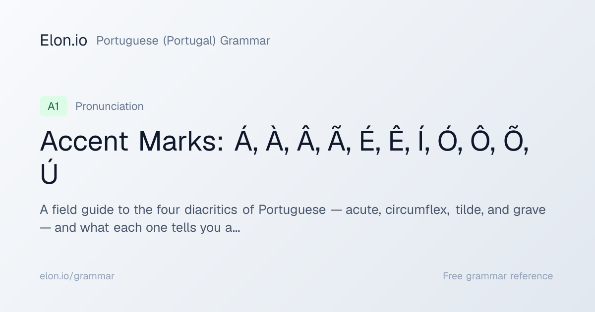 Accent Marks: Á, À, Â, Ã, É, Ê, Í, Ó, Ô, Õ, Ú | Portuguese (Portugal ...