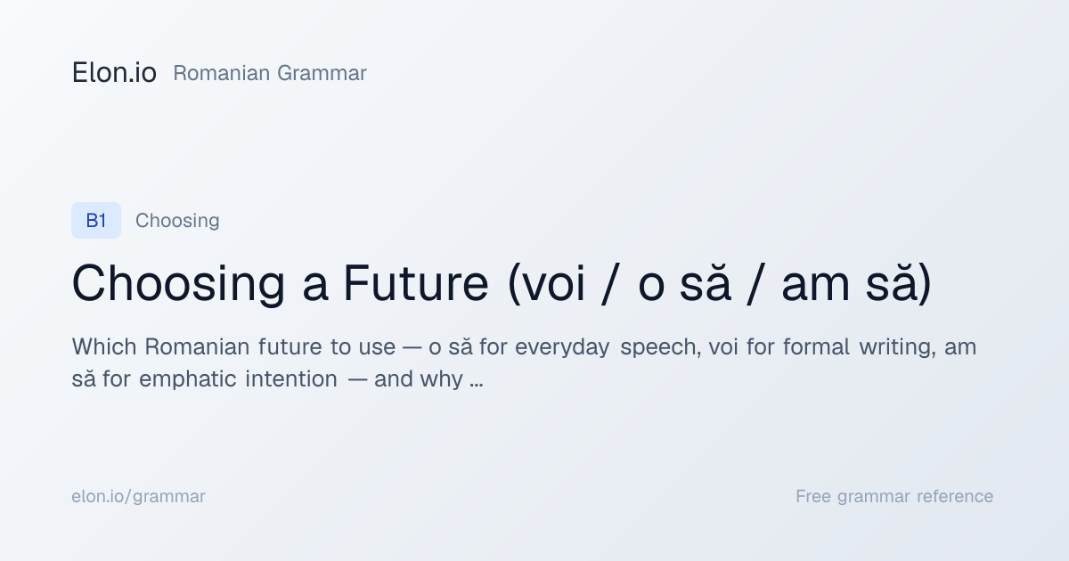 Choosing a Future (voi / o să / am să) | Romanian Grammar | Elon.io