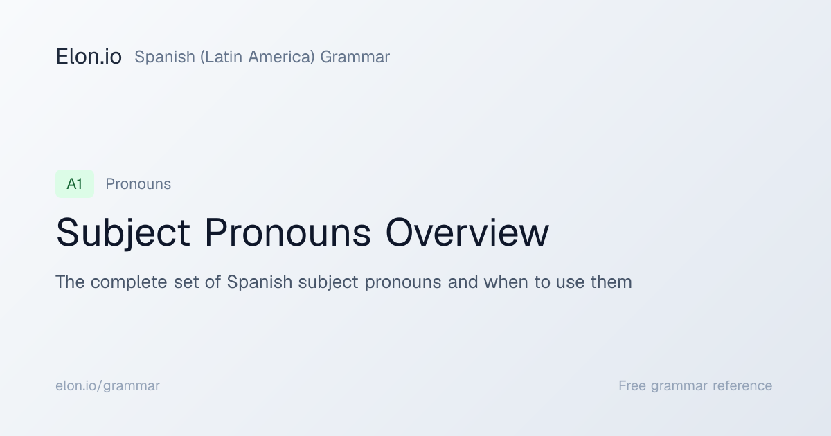 Subject Pronouns Overview | Spanish (Latin America) Grammar | Elon.io