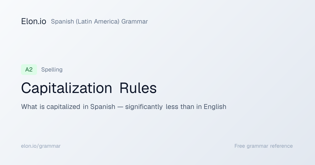 Capitalization Rules | Spanish (Latin America) Grammar | Elon.io