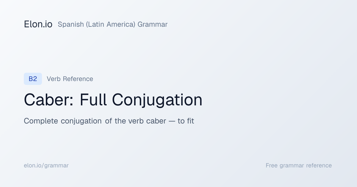 Caber: Full Conjugation | Spanish (Latin America) Grammar | Elon.io