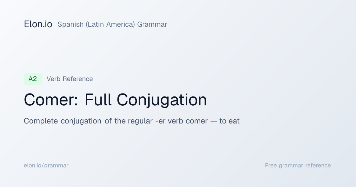 Comer: Full Conjugation | Spanish (Latin America) Grammar | Elon.io
