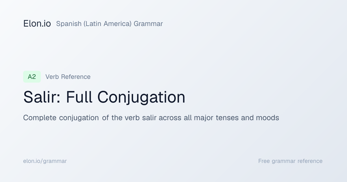 Salir: Full Conjugation | Spanish (Latin America) Grammar | Elon.io
