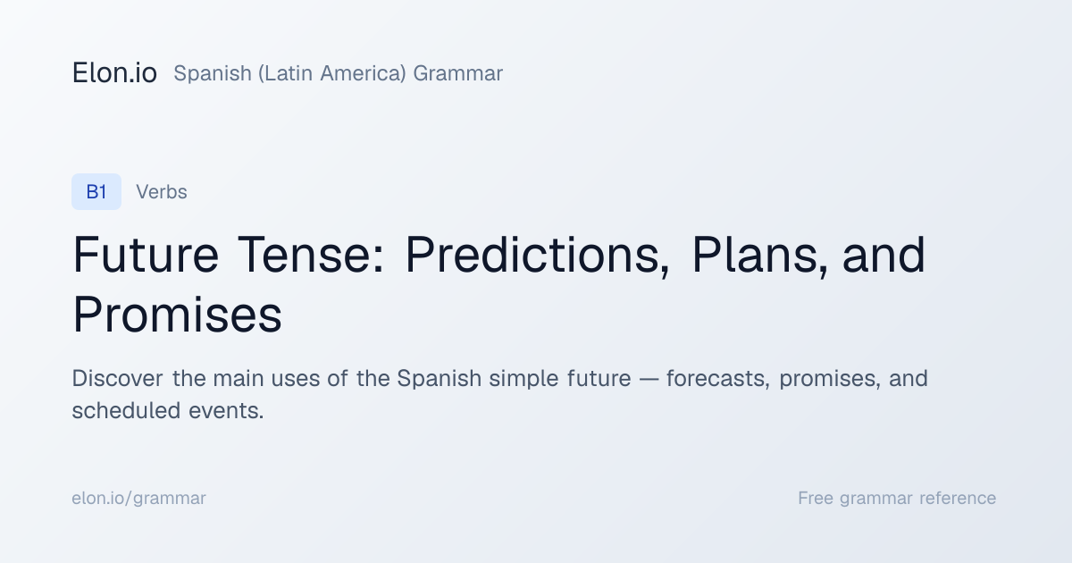 Future Tense: Predictions, Plans, and Promises | Spanish (Latin America ...