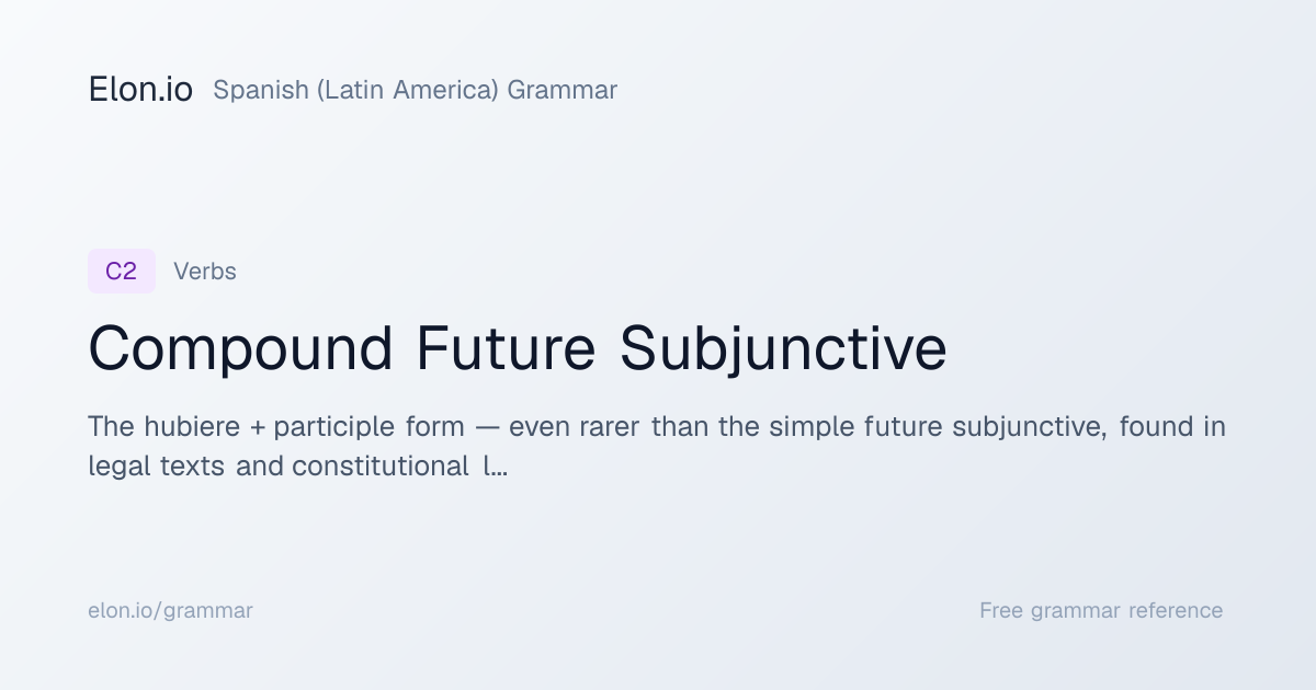 Compound Future Subjunctive | Spanish (Latin America) Grammar | Elon.io